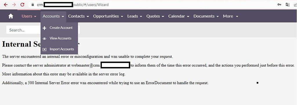Suitecrm 8.1.2 error 500 Internal Server Error erro - Idioma Español - Forum - SuiteCRM