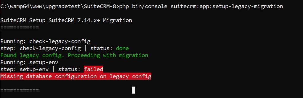 Missing database configuration on legacy config" During SuiteCRM 8 Migration - 📦 Install ...